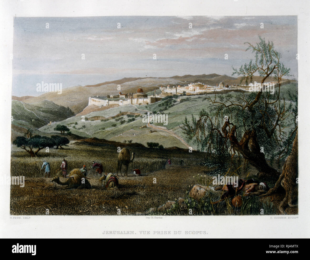 Jerusalem, engraved view from Mount Scopus. published in Picturesque ...