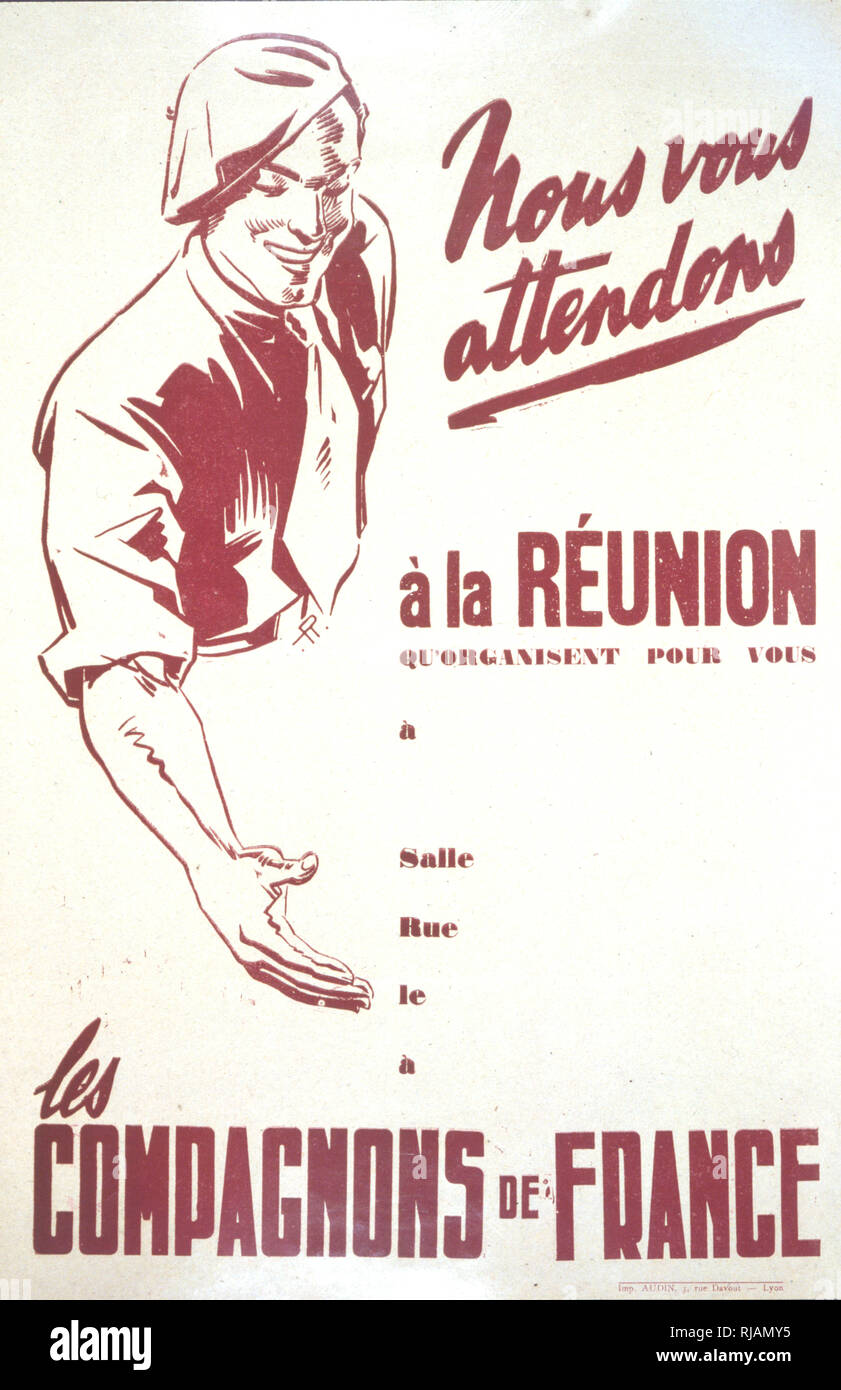 Vichy French propaganda sheet for youth of France. World War Two 1942 ...