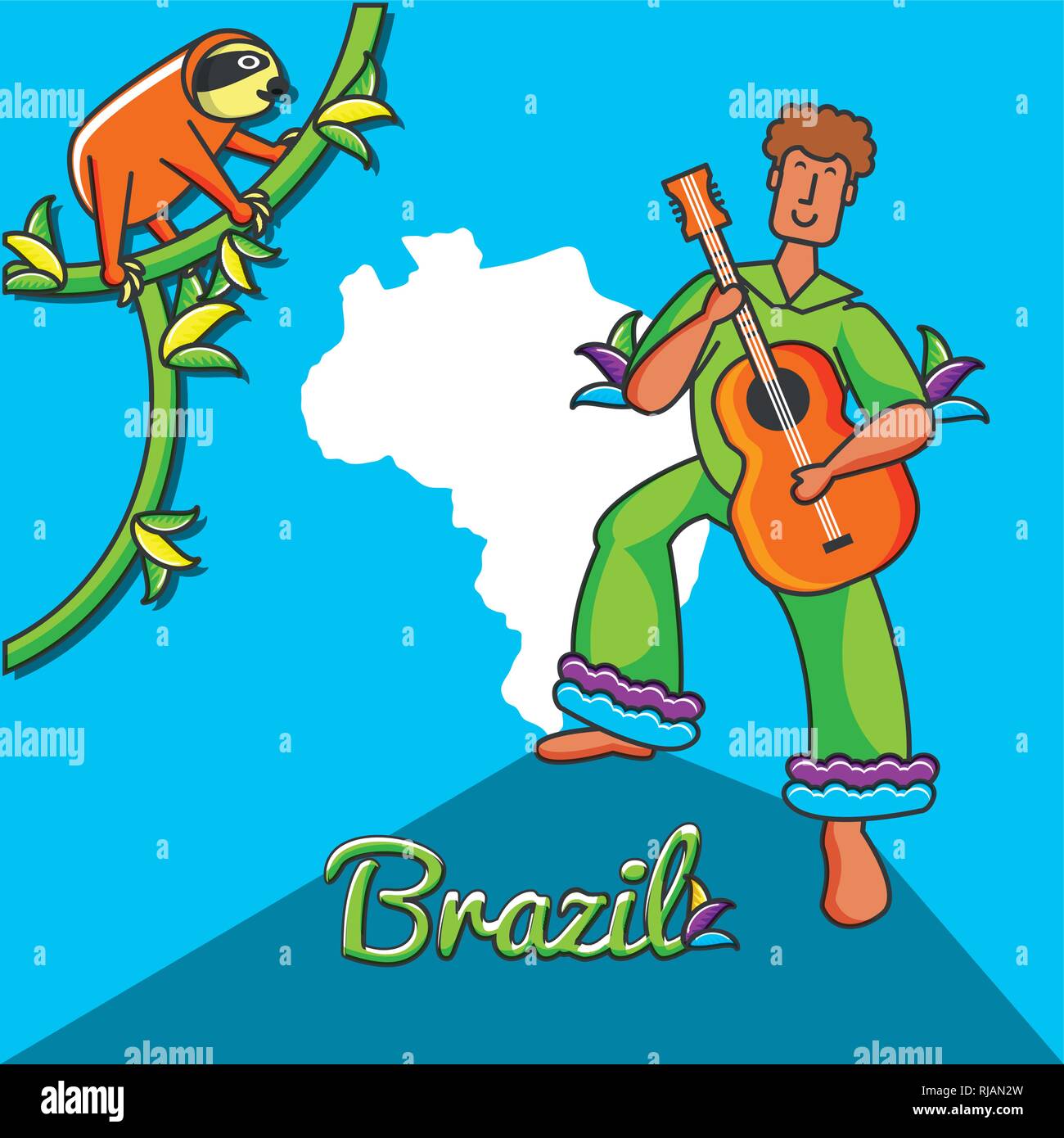 musician brazilian tropical character vector illustration design Stock ...