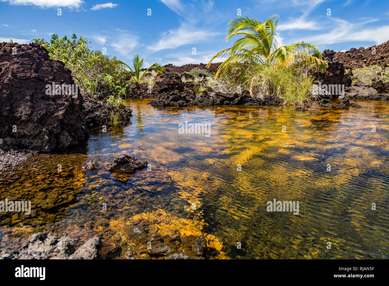 Beautiful Golden Pools of Keawaiki Stock Photo - Alamy