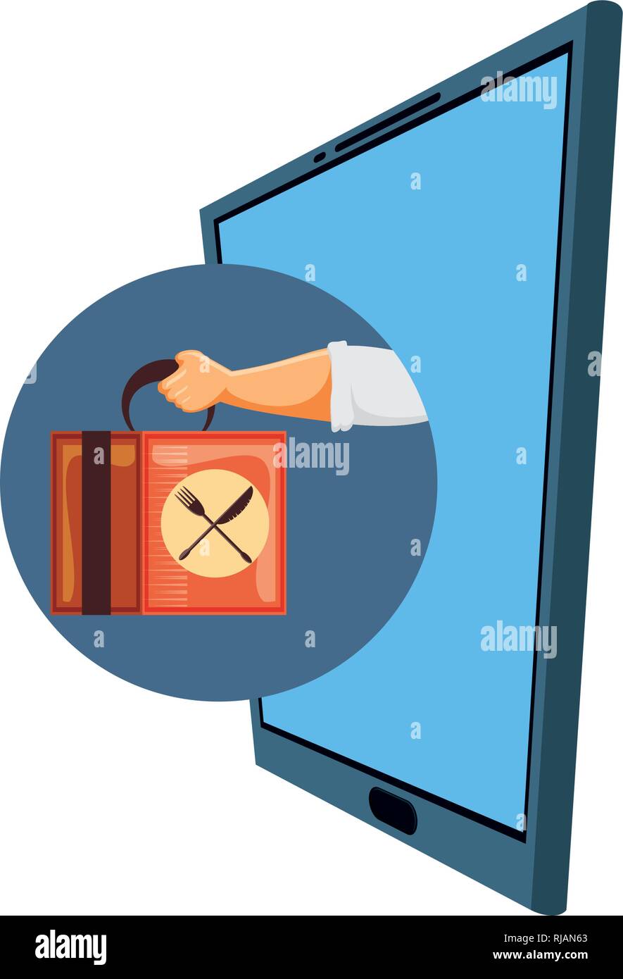 tablet with delivery food app vector illustration design Stock Vector ...