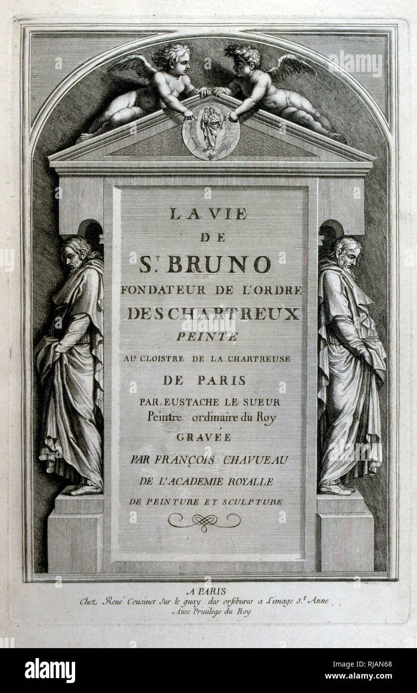 Engraving by Francois Chauveau 1680 'The life of St Bruno' founder of ...