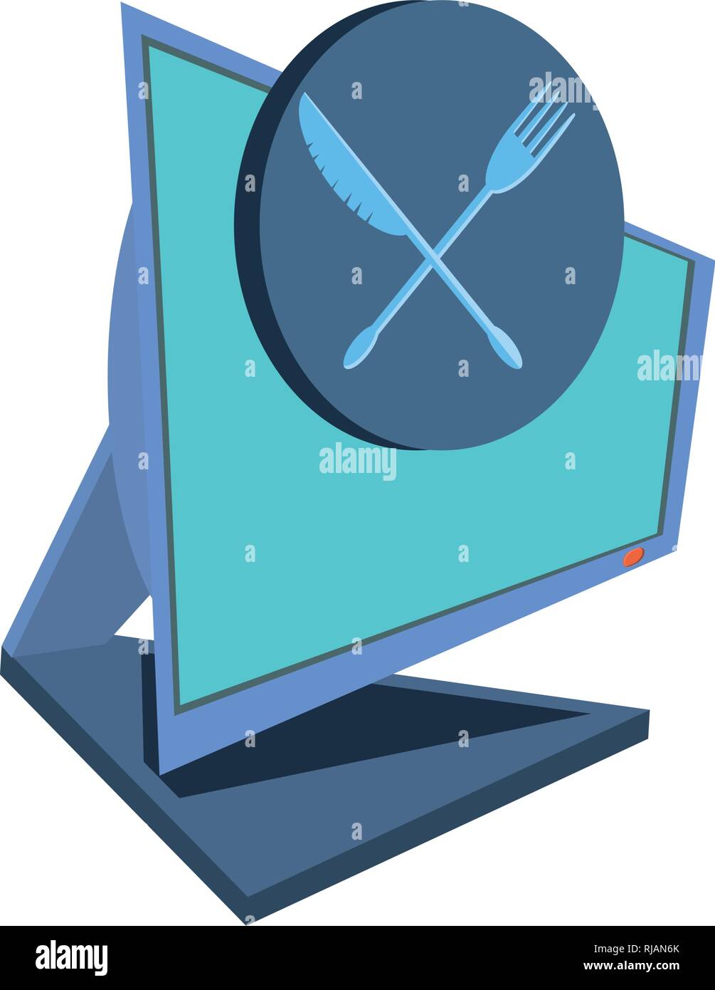 computer desktop with delivery food app vector illustration design ...