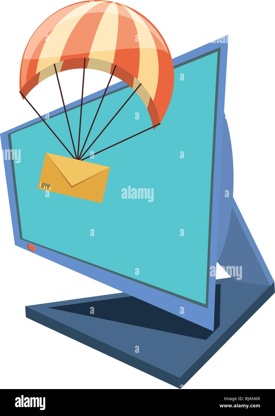 computer desktop with delivery app vector illustration design Stock ...