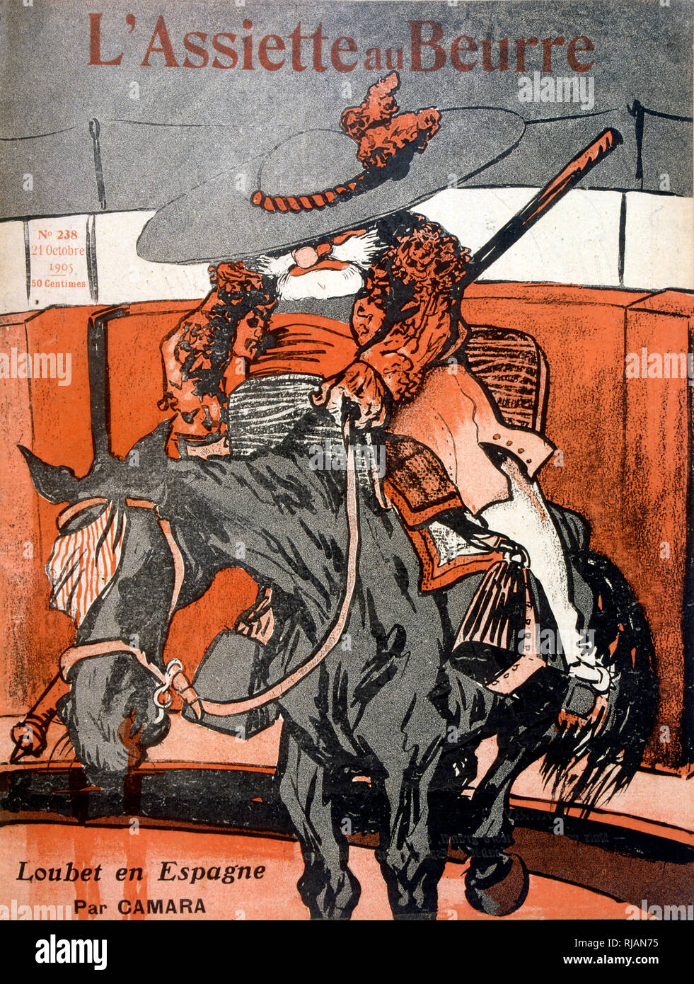 French illustration of an old Spaniard on a horse 1905 Stock Photo - Alamy