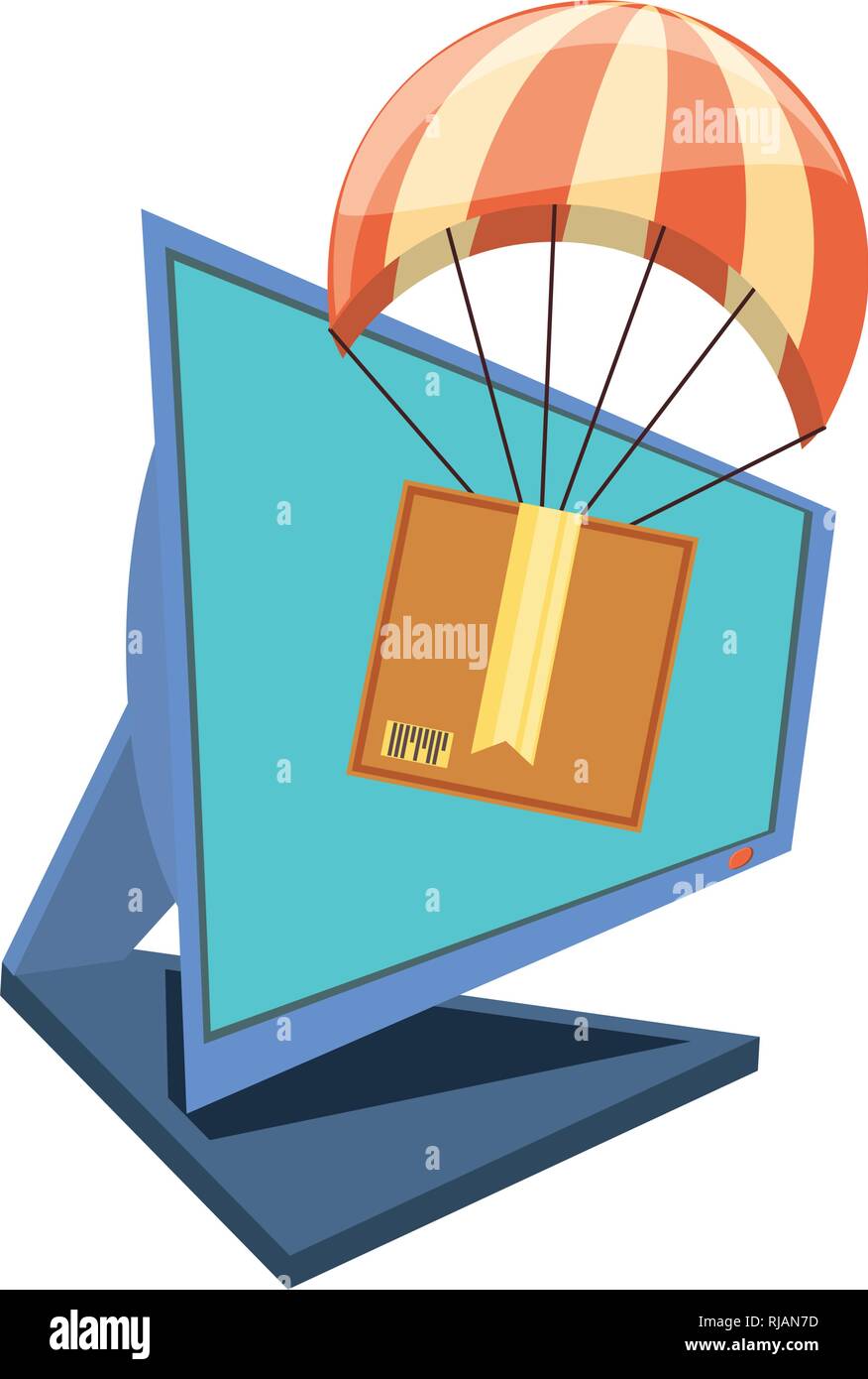 computer desktop with delivery app vector illustration design Stock ...