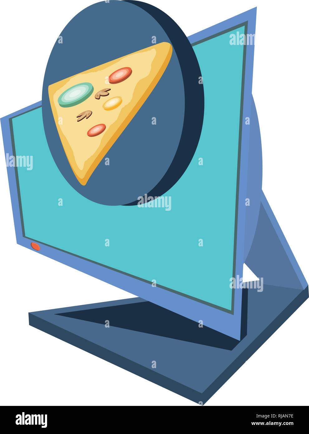 computer desktop with delivery food app vector illustration design ...