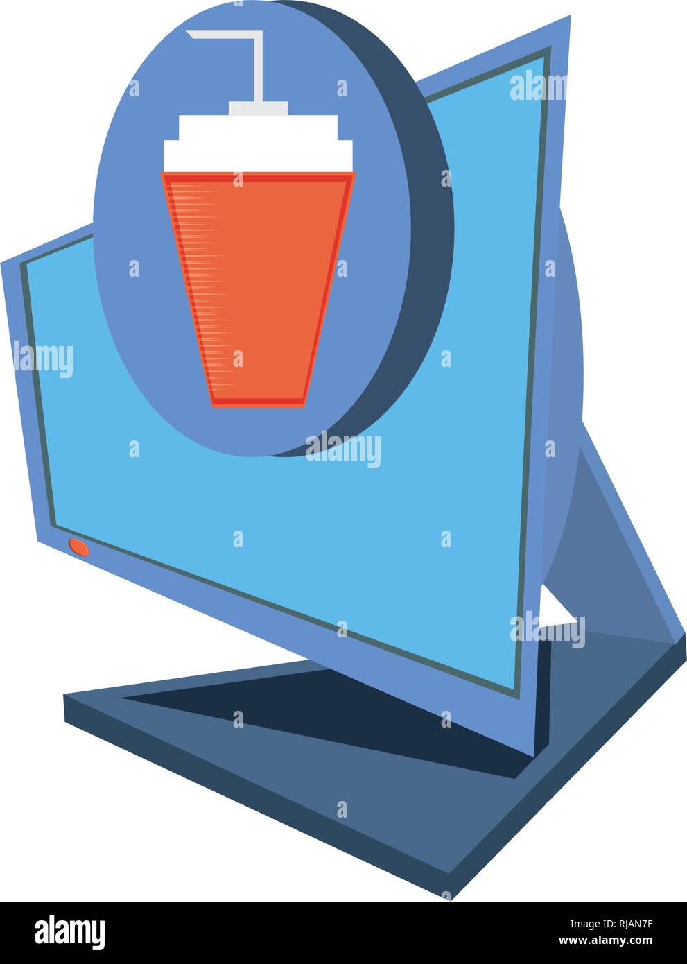 computer desktop with delivery food app vector illustration design ...