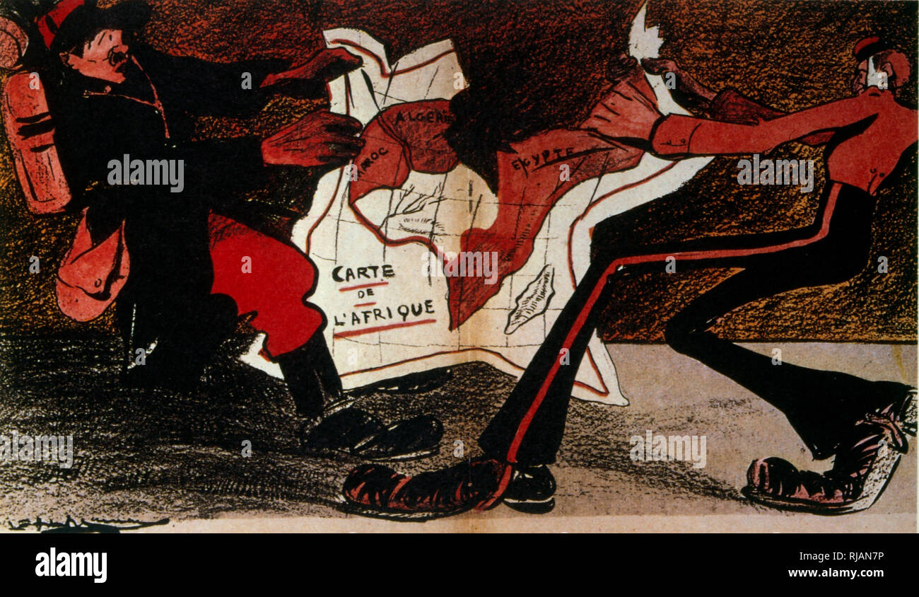 French illustration symbolising Anglo-French rivalry in Africa 1904 ...