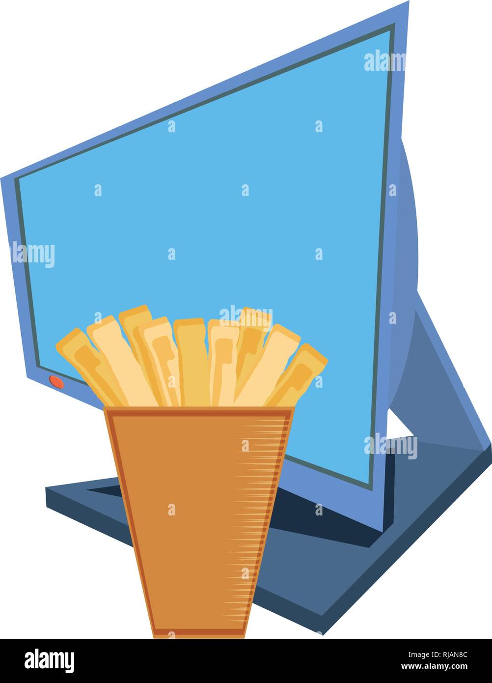 computer desktop with delivery food app vector illustration design ...