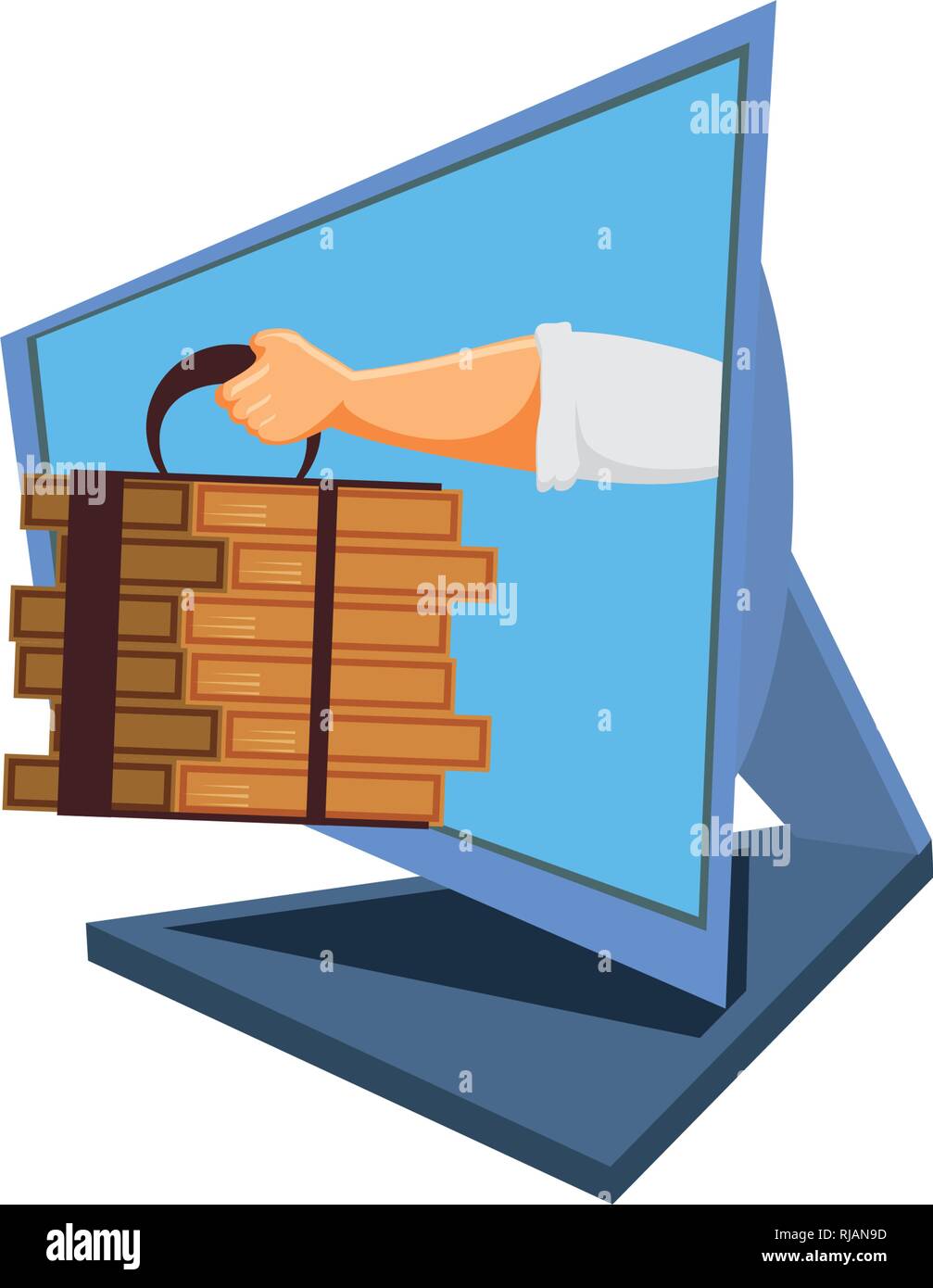 computer desktop with delivery food app vector illustration design ...