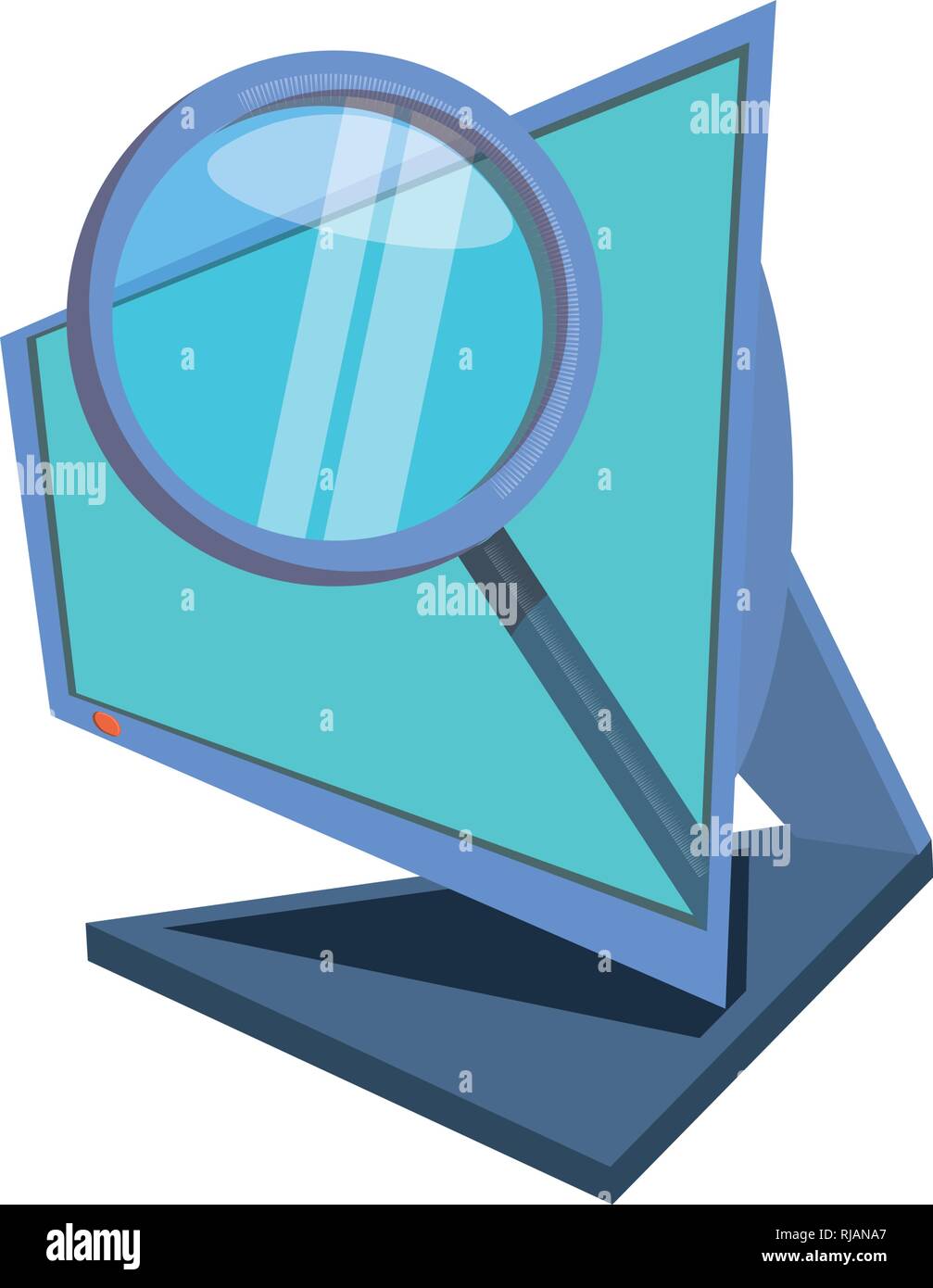desktop computer with magnifying glass vector illustration design Stock ...