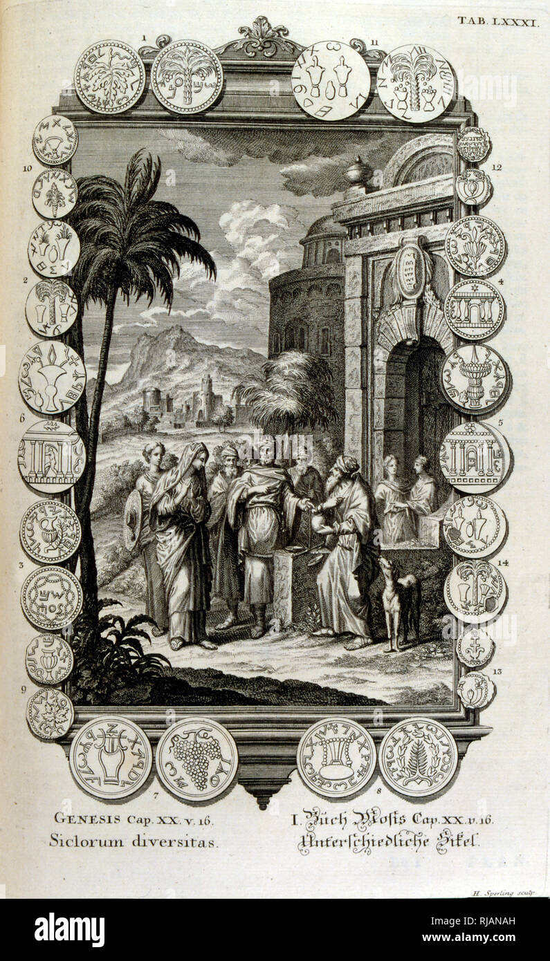 weight and value of the shekel, from Physique sacree, ou Histoire ...