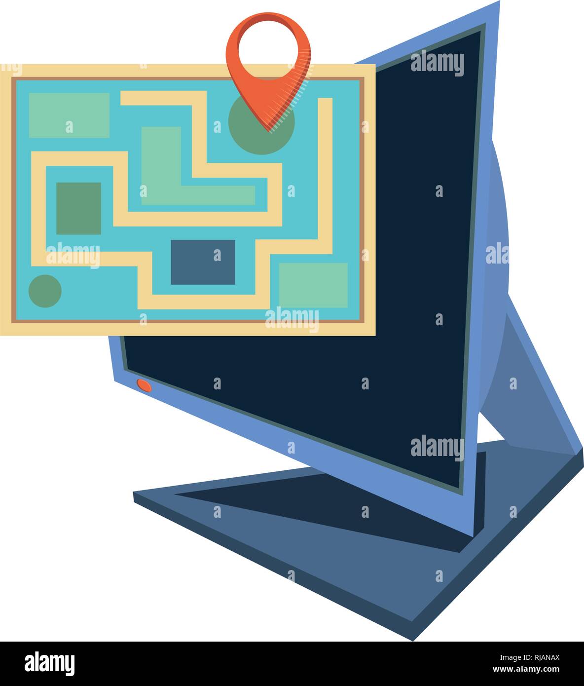 computer desktop with delivery app vector illustration design Stock ...