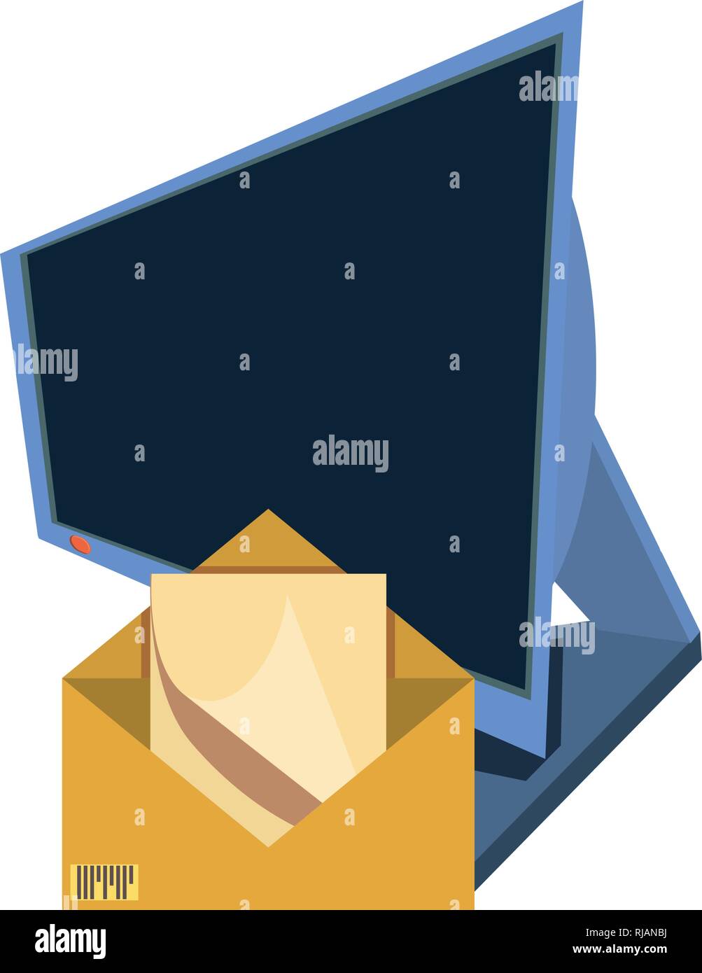 computer desktop with delivery app vector illustration design Stock ...