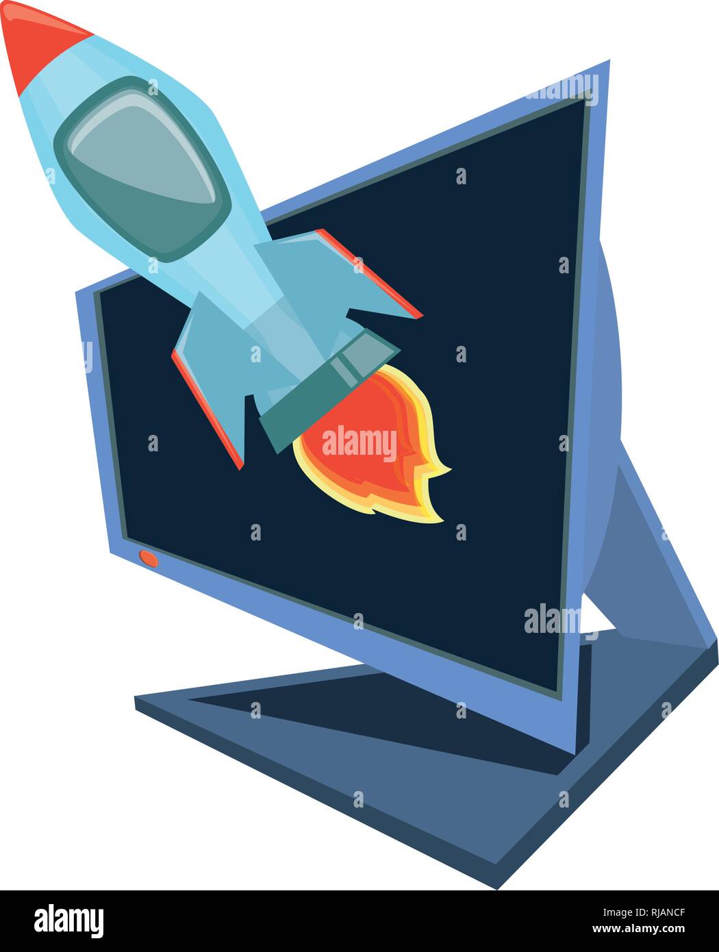 desktop computer with rocket vector illustration design Stock Vector ...