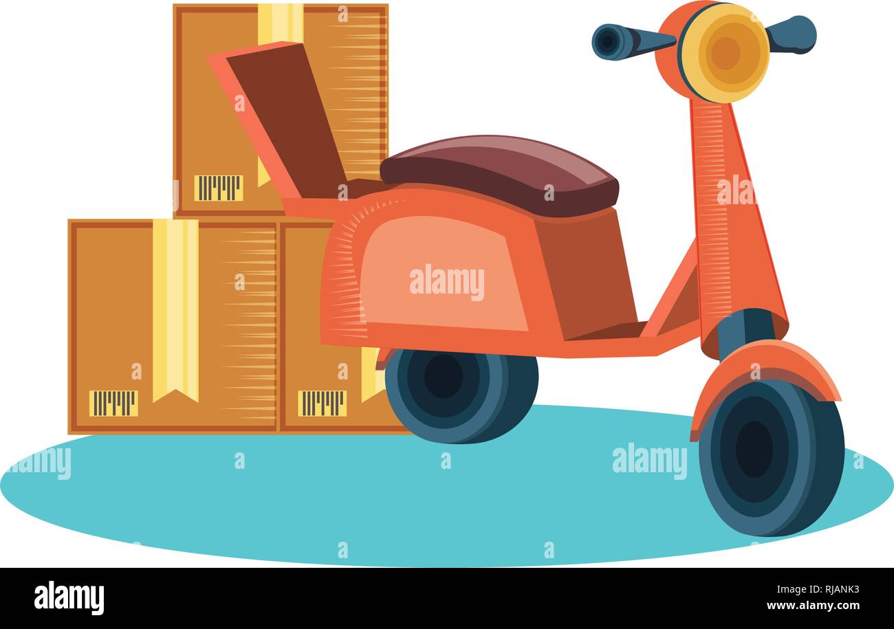 delivery motorcycle scooter with boxes vector illustration design Stock ...
