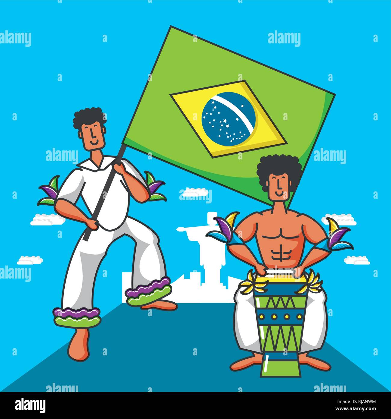 musicians brazilians tropical characters vector illustration design ...