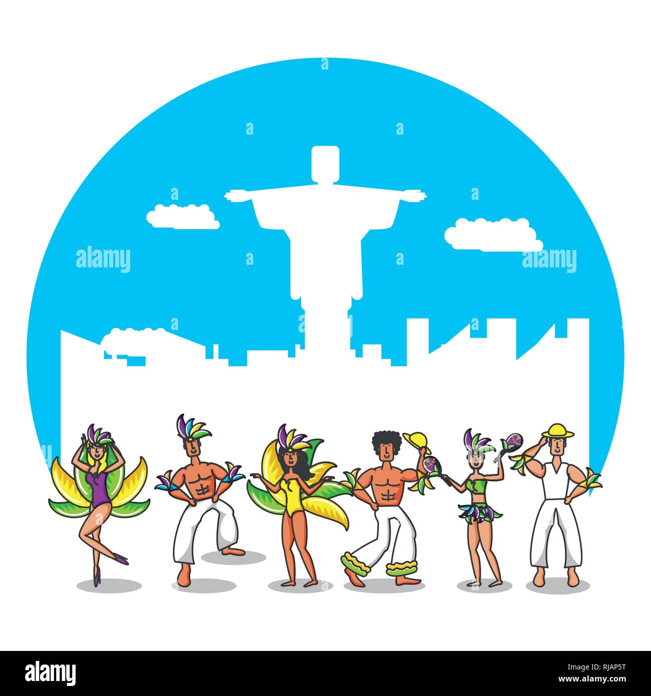 group of brazilian dancers characters vector illustration design Stock ...