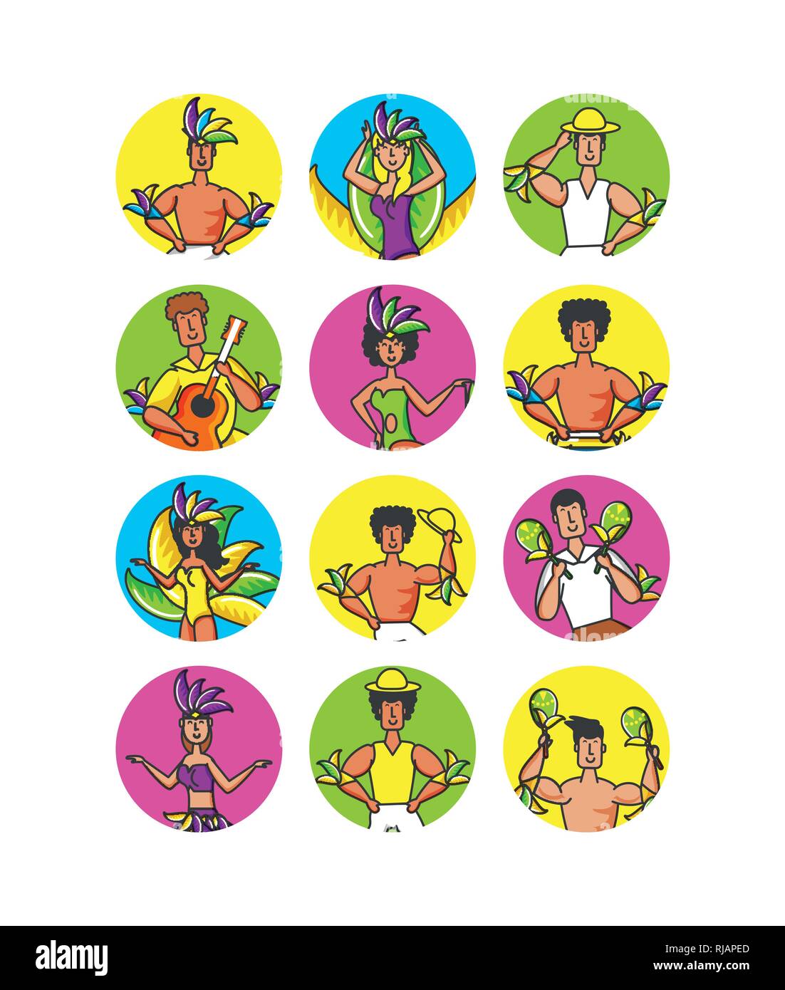 group of brazilian dancers characters vector illustration design Stock ...