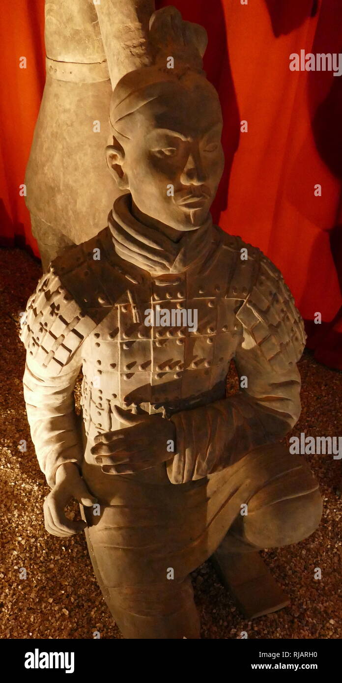 Reproduction of a figure from the Terracotta Army of soldier and horse ...