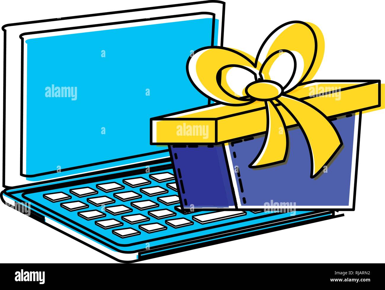 laptop computer with gift vector illustration design Stock Vector Image ...