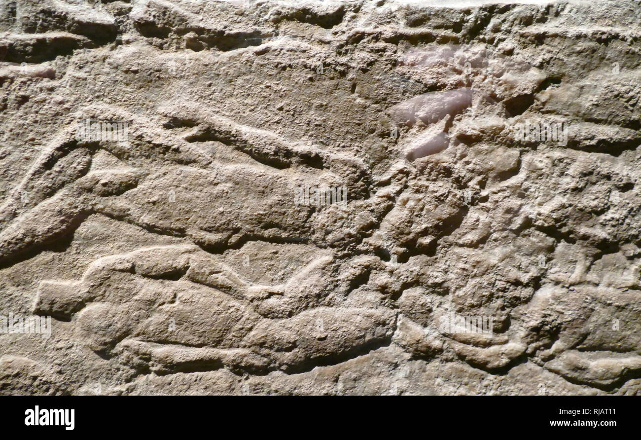 Carved relief circa 645-635 BC. Neo-Assyrian (Reign of Ashurbanipal ...