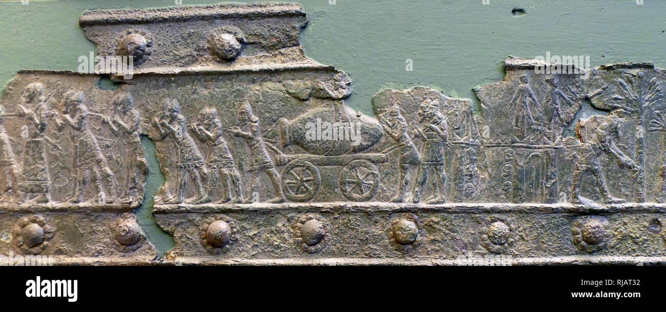 Relief cast in a Bronze band from the Balawat Gates. Balawat (ancient ...