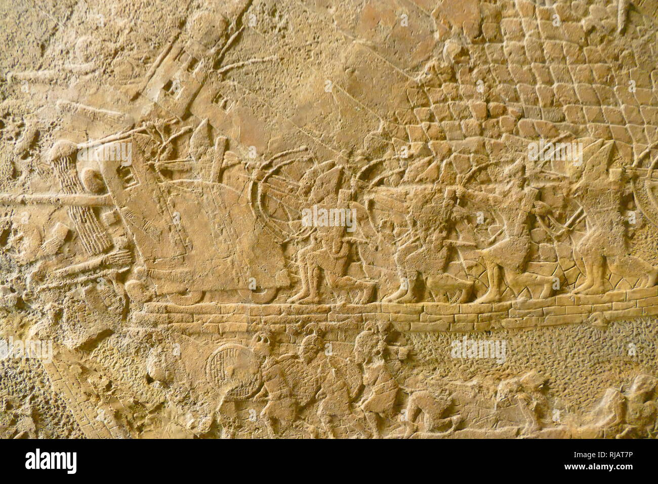 Stone carved relief depicting an attack on Lachish. Assyrian, about 700 ...