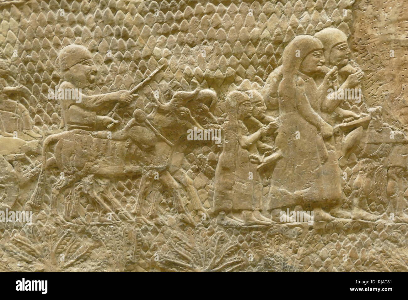 Stone carved relief depicting an prisoners captured after the attack on ...