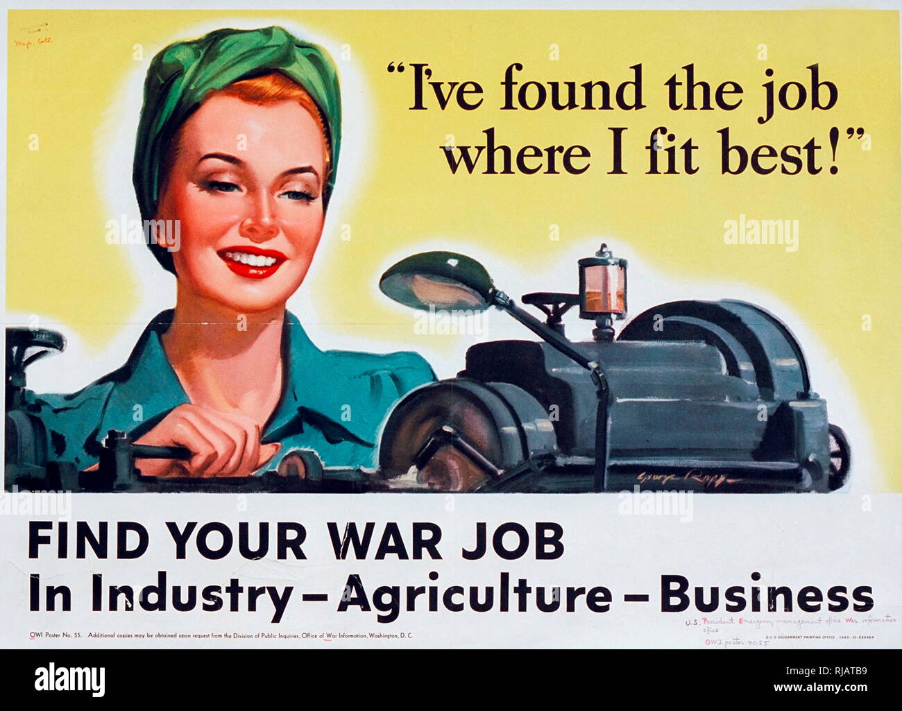 American world war two propaganda poster "I've found the job where I ...