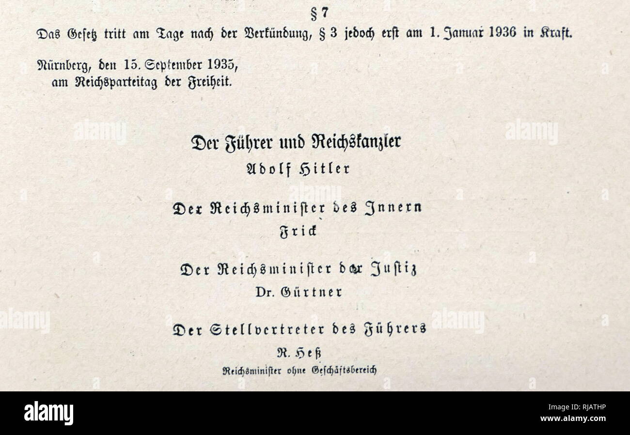 Nurnberger gesetze hi-res stock photography and images - Alamy