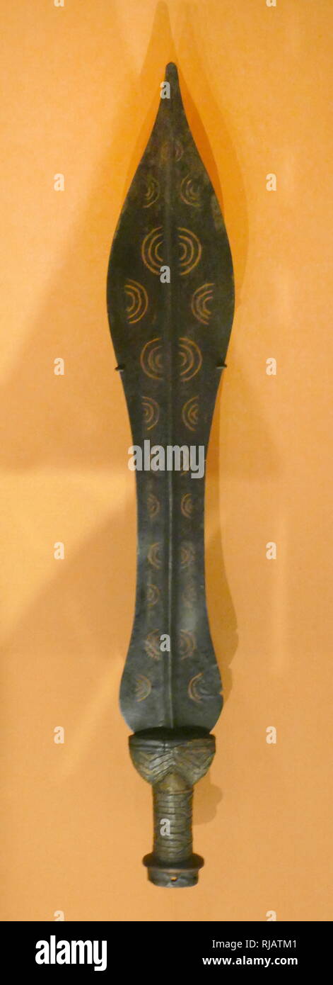 Ceremonial sword, made from Iron, copper and Wood. Kuba-Bushoong Tribe ...