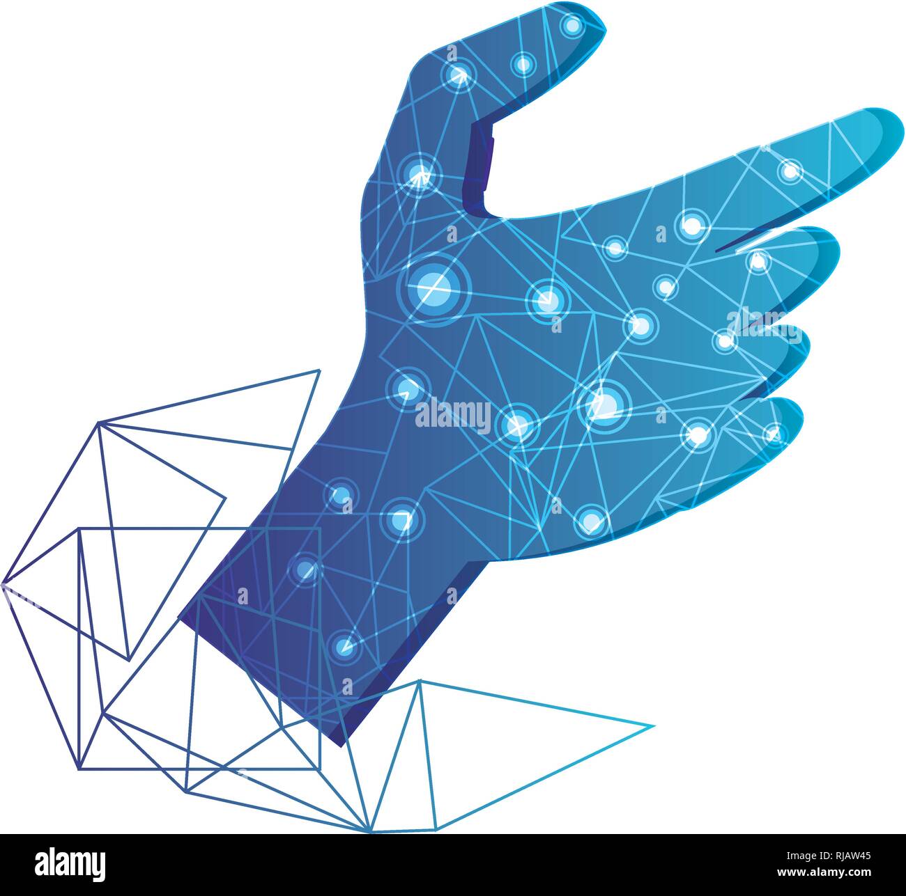 hand human with electric circuit and geometrics lines vector ...