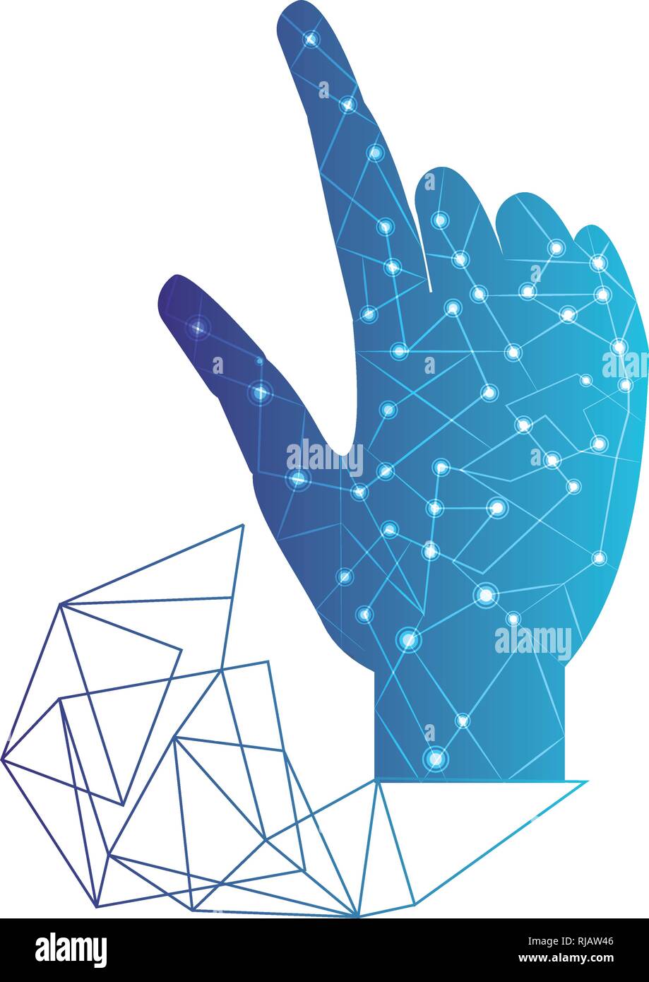 hand human with electric circuit and geometrics lines vector ...
