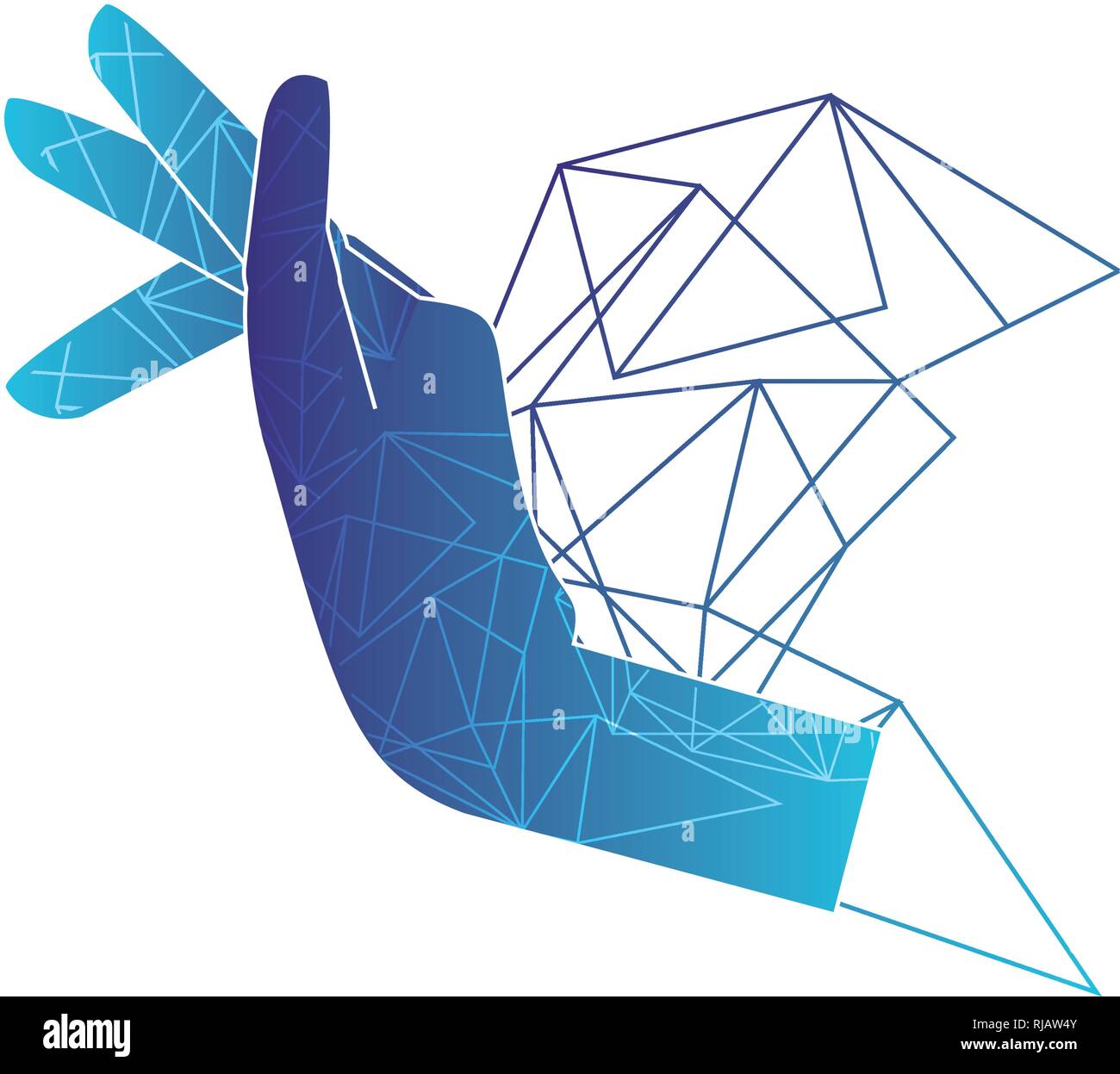 hand human with electric circuit and geometrics lines vector ...