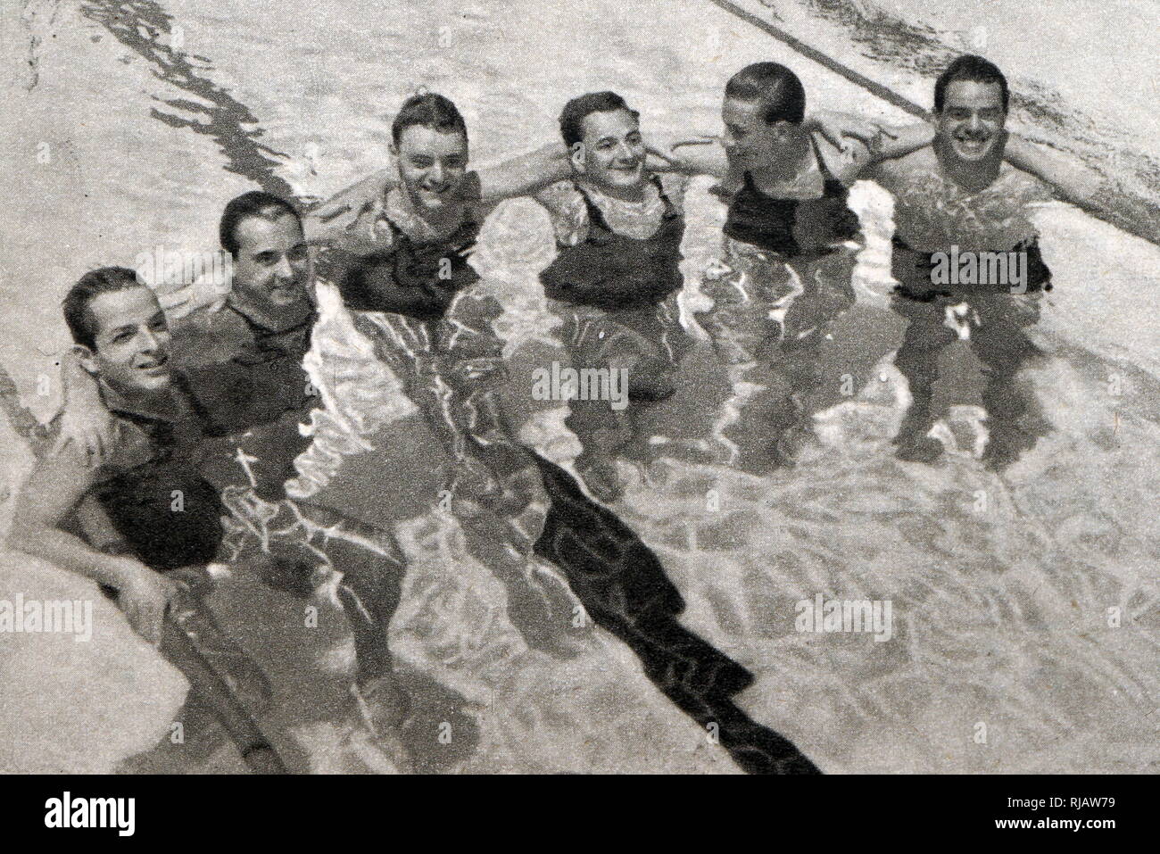 Photograph of the Argentine swimming Olympic team at the 1932 Olympic ...