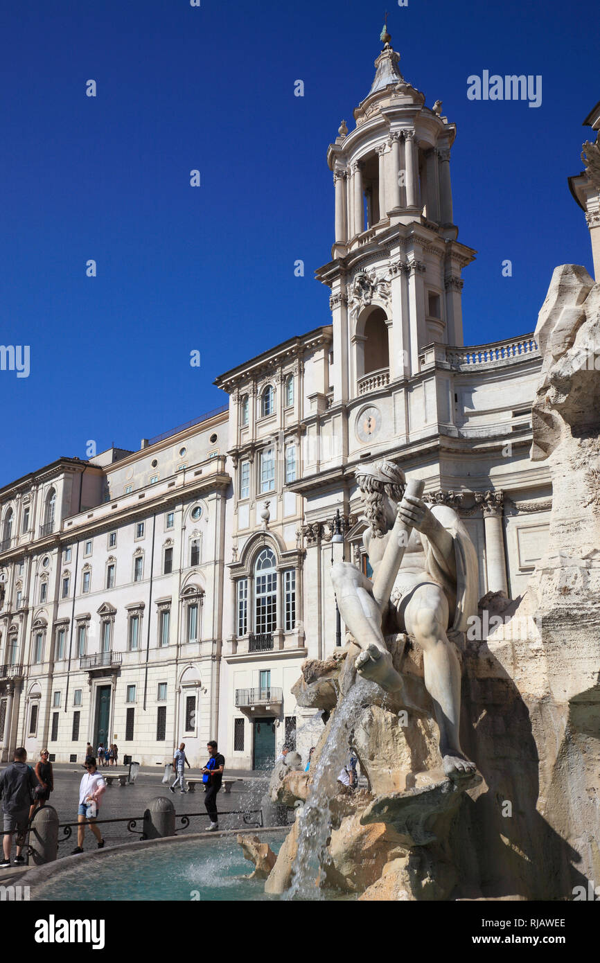 river-god Ganges at Fountain of the Four Rivers, Fontana dei Quattro ...