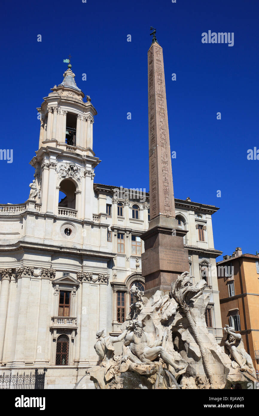 Fountain of the Four Rivers, Fontana dei Quattro Fiumi, chhurch Sant ...