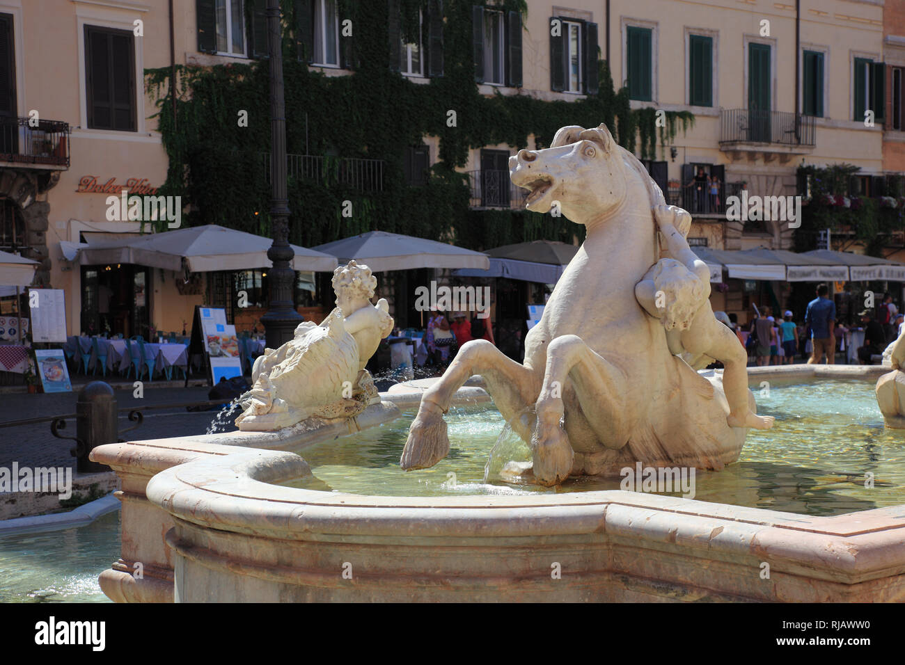 Detail of the Fountain of Neptune, Fontana del Nettuno, Piazza Navona ...