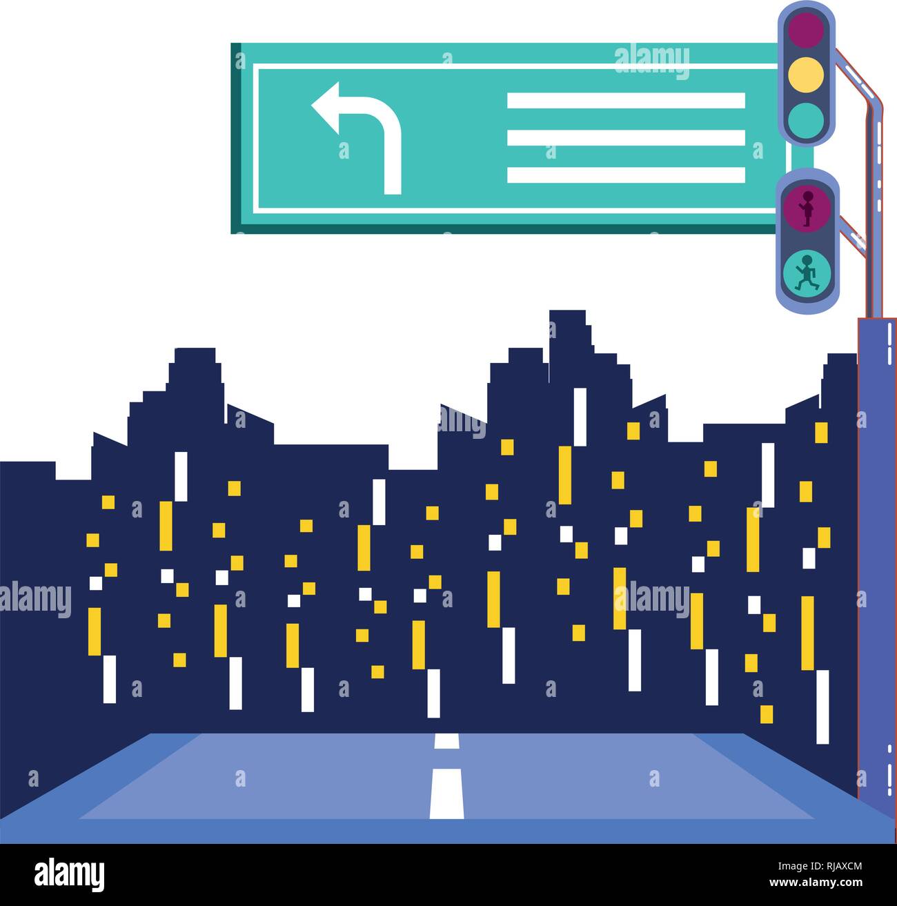 city road with traffic light scene icon vector illustration design ...