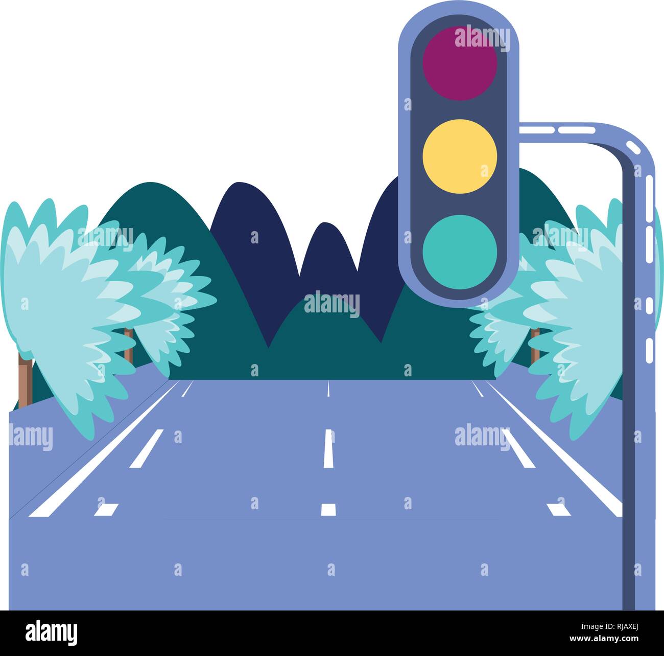 city road with traffic light scene icon vector illustration design ...