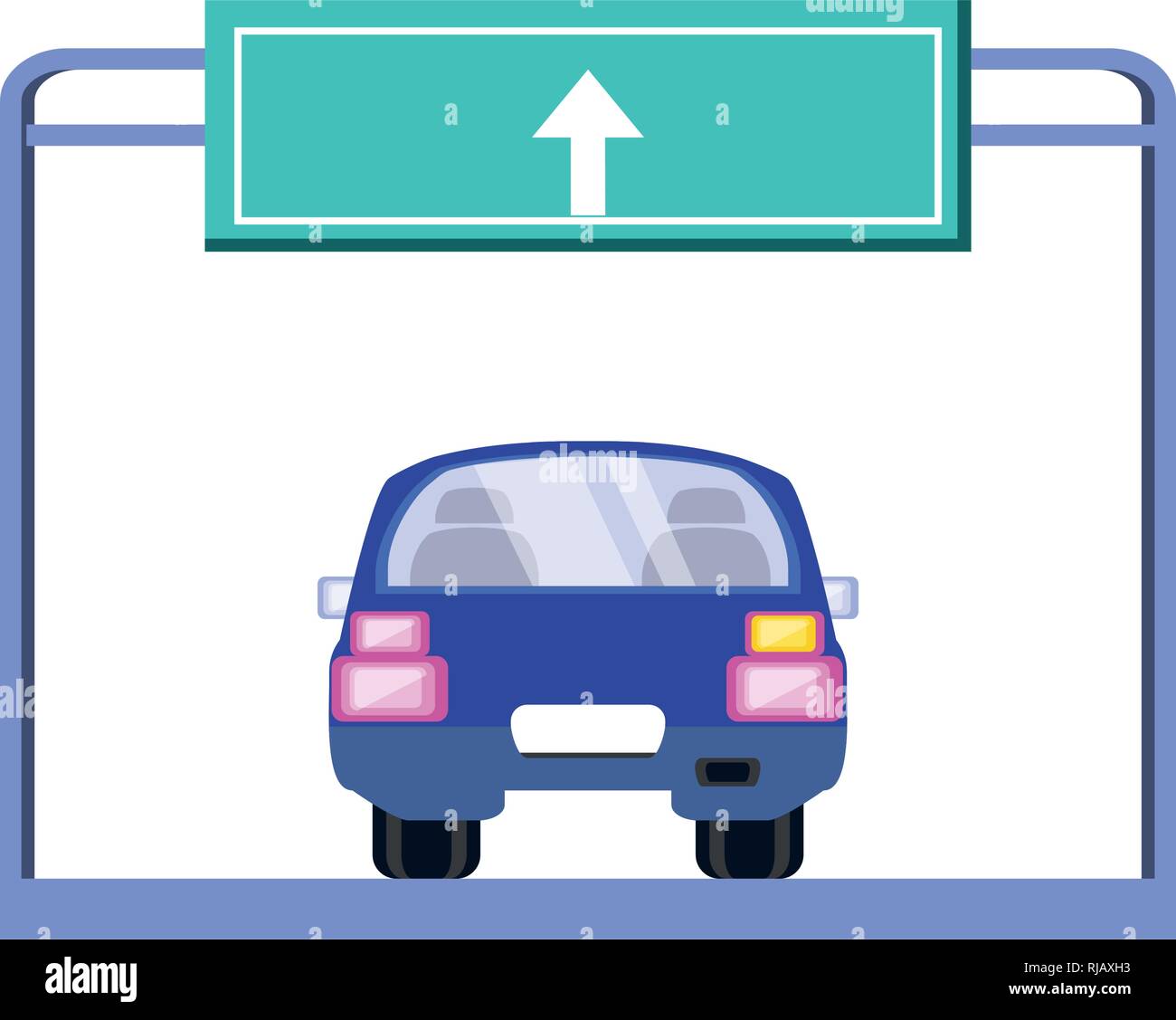 car sedan with traffic signal in the road vector illustration design ...
