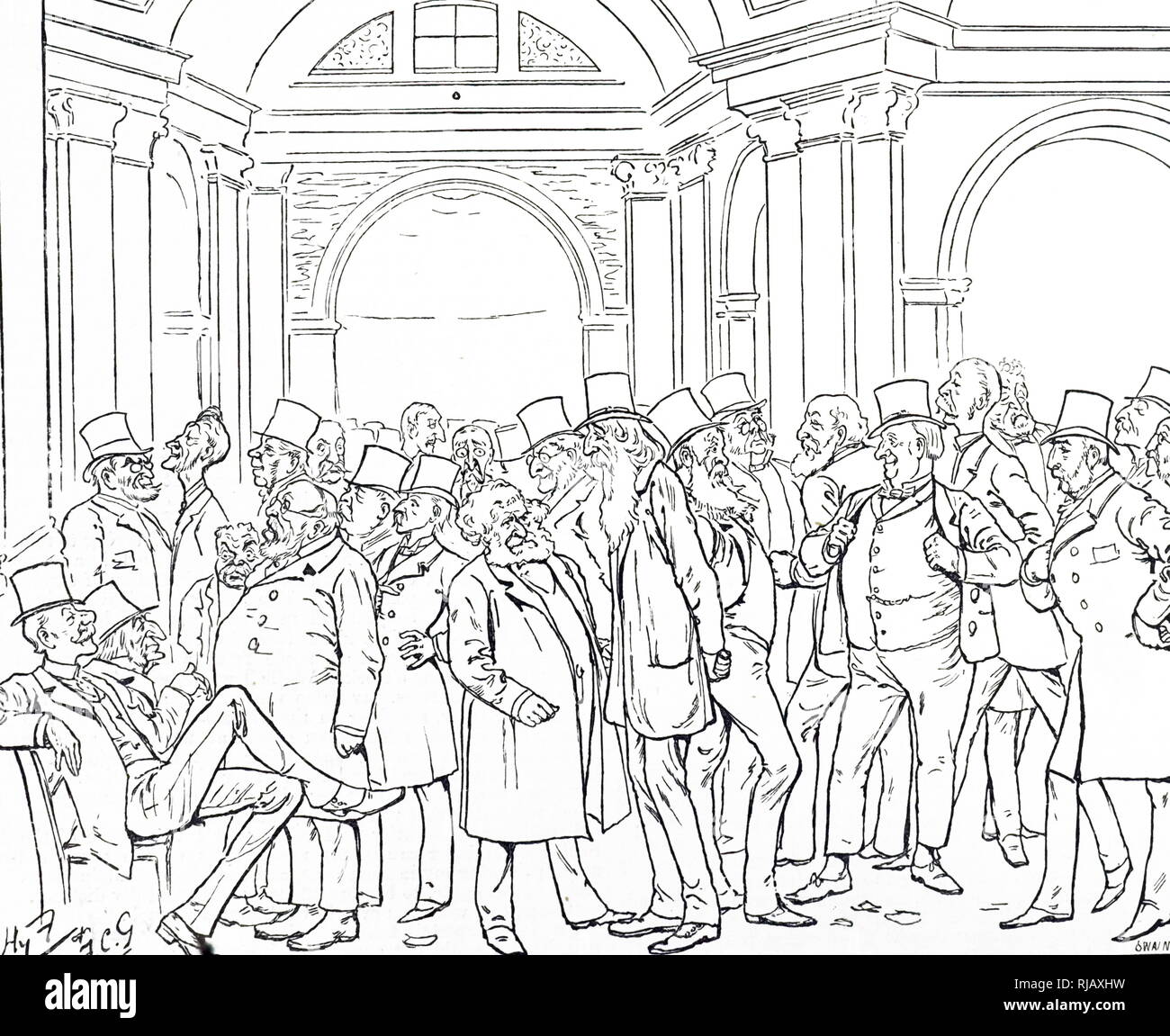 Cartoon chaotic scene at stock exchange hi-res stock photography and ...