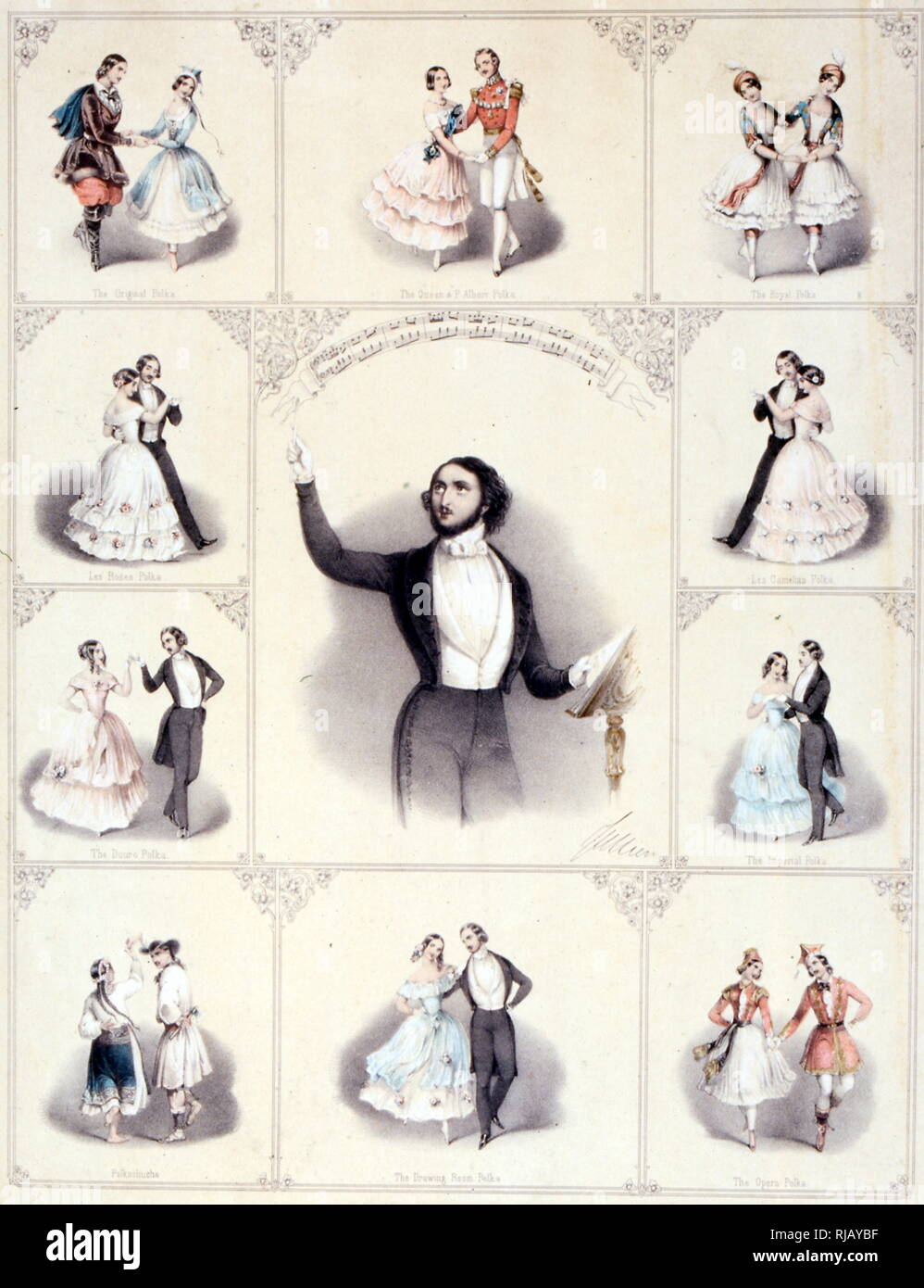 19th century French Illustration depicting different dancer performing ...