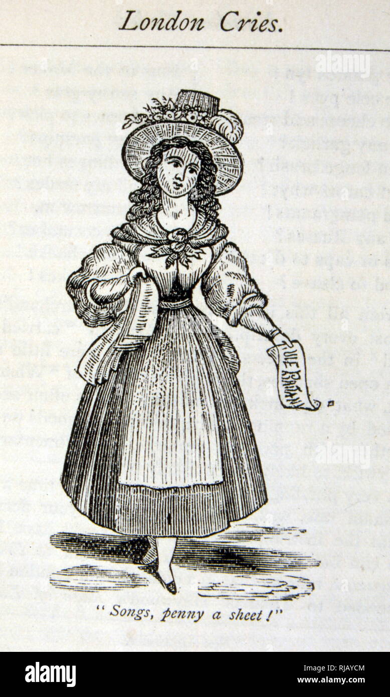 Illustration of a London, song sheet seller, 1885 Stock Photo - Alamy