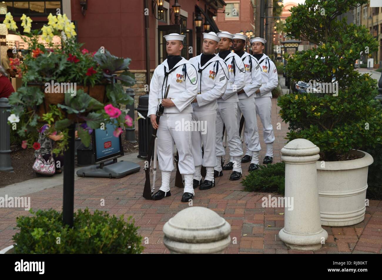 BATON ROUGE, La. (Nov. 3, 2016) Members of the U.S. Navy Ceremonial Color Guard prepare for a ...