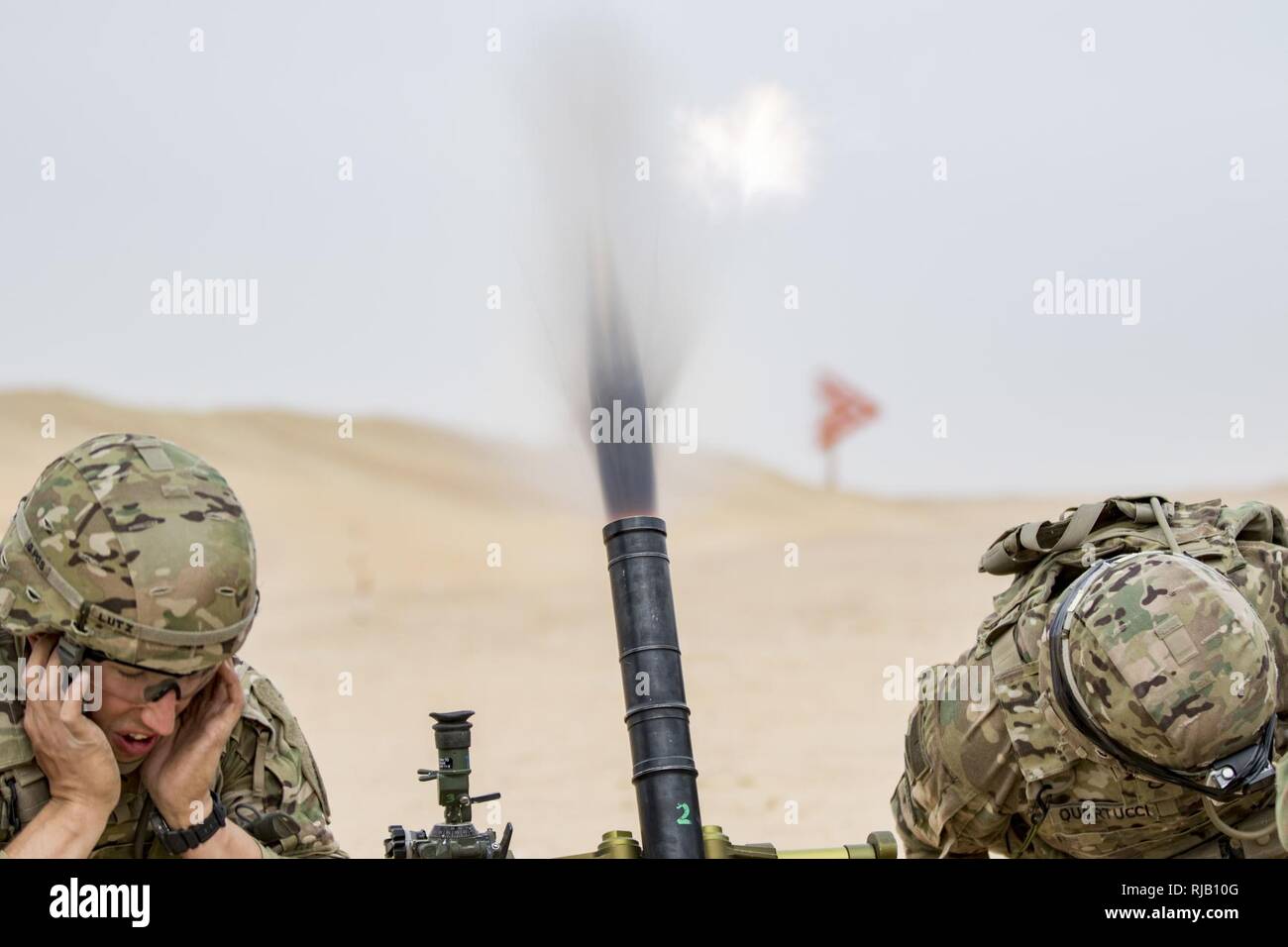Mortar Soldiers with the 77th Armored Regiment, 3rd Brigade, 1st ...