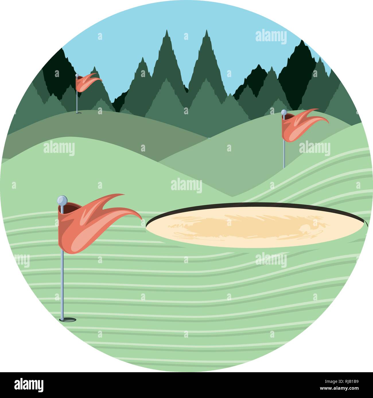 circular frame with field golf vector illustration design Stock Vector ...