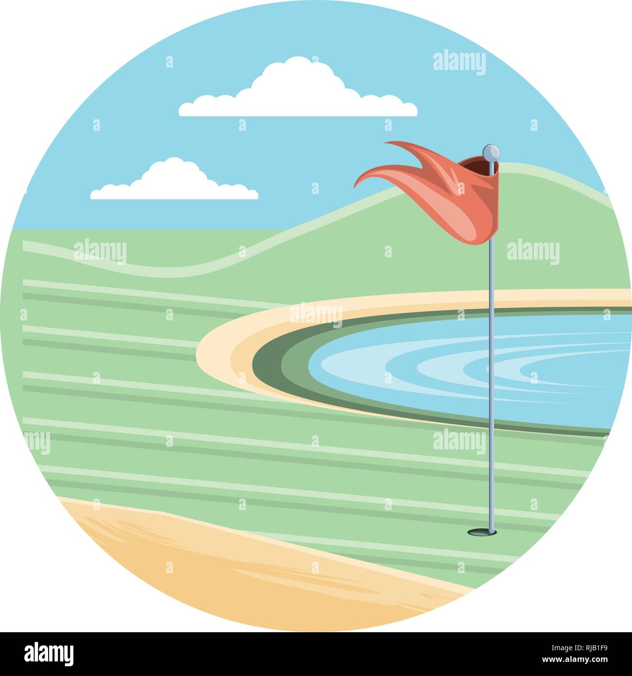 circular frame with field golf vector illustration design Stock Vector ...